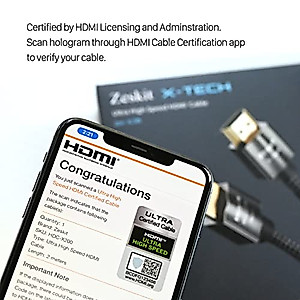 Zeskit X-Tech 48Gbps Ultra High Speed HDMI Cable 3ft, 8K60 4K120 144Hz eARC HDR HDCP 2.2 2.3 Compatible with Dolby Vision Apple TV 4K Roku Sony LG Samsung Xbox Series X RTX 3080 PS4 PS5