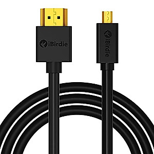 iBirdie Micro HDMI to HDMI Cable 10 Feet - High Speed 18Gbps Support 4K60 HDR ARC Compatible with GoPro Hero 7 6 5 4, Raspberry Pi 4, Camera A6000 A6300 B500, Lenovo Yoga 3 Pro, Yoga 710