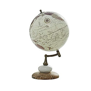 Deco 79 Contemporary Mango Wood Globe Globe, 8" x 8" x 14", Cream