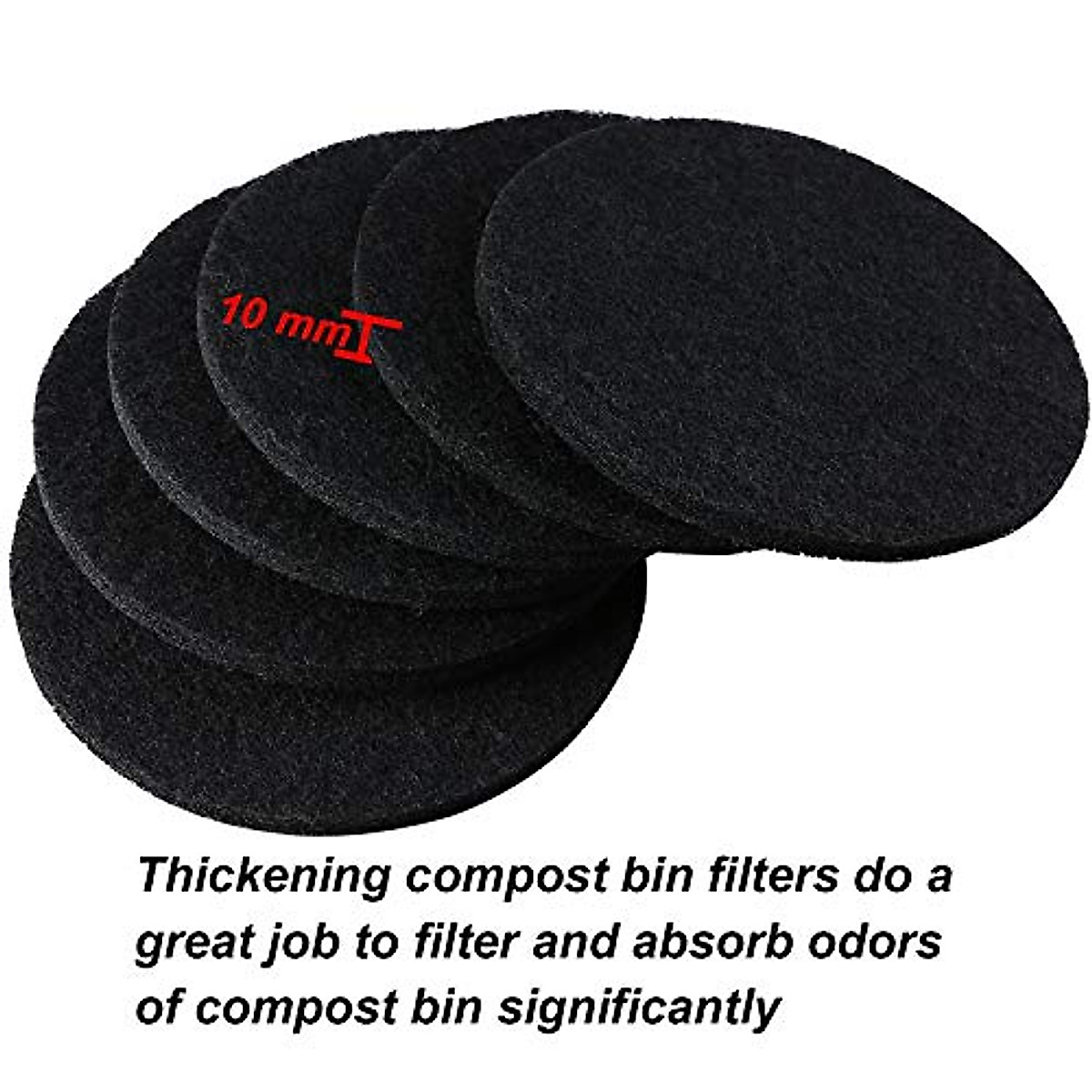 6 Pack Charcoal filters for Kitchen Compost Bins - Thickening Compost Bin Filters Activated Carbon Filters for Kitchen Compost Bin Filters Replacement, 0.4" Thickness
