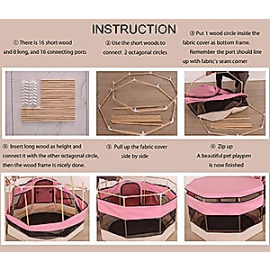 Meow&Woof Cat Playpen for Small Animals Wood Frame Cats Cage Indoor Kitten Crate Dog Play Pens for Puppy Large Size Sturdy Struction Long Lasting Use(29" W 16.5" H, Mist)