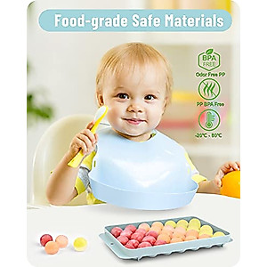 Icediver Ice Cube Tray, Circle Ball Ice Trays for Freezer with Lid & Bin, Sphere Ice Cube Mold Making 99 x 1.0IN Small Round Ice Cubes(Updated Blue Ice Trays, 1 Ice Bucket & Tongs)