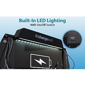 Chargetech S9 Power Stand Charging Station Hub - Charging Station for iPhone, iPad, Lightning Cable - Android Cell Phone Charger, Tablets, USB Type-C - Charges Up to 8 Devices