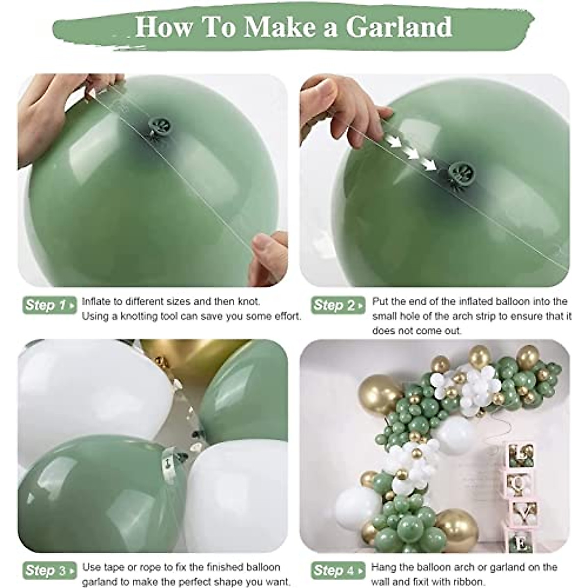 JIZU Sage Green Balloon Arch Kit 152 Pcs Gold and Green Balloon Garland Kit for Birthday Wedding Baby Shower Boy Girl Engagement Party Decorations Backdrop Olive Green Ballon Arch Kit