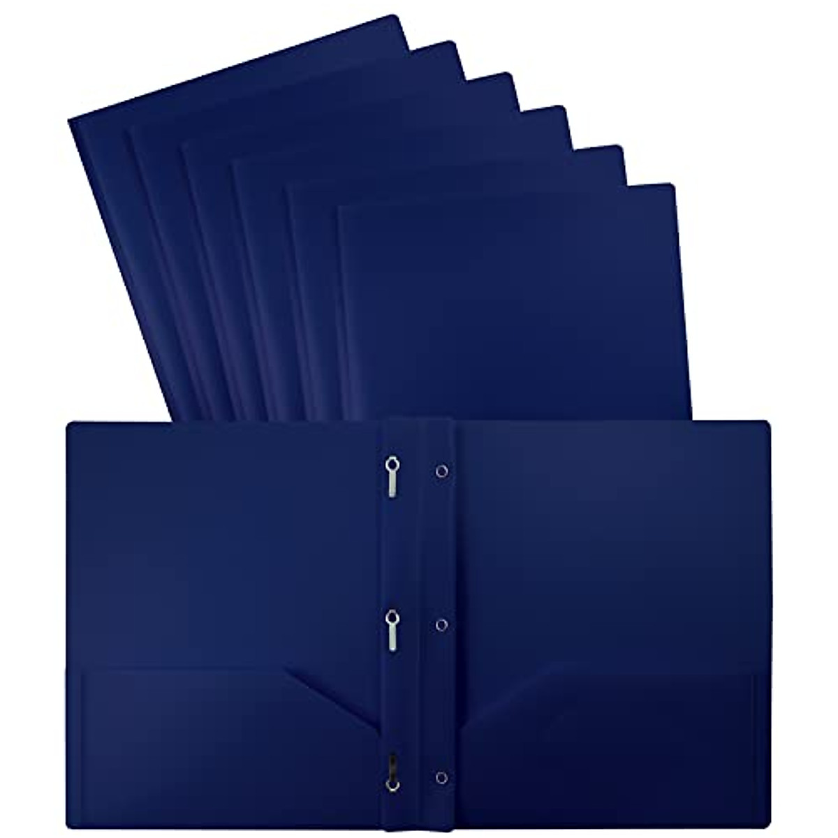 Better Office Products Blue Plastic 2 Pocket Folders with Prongs, Heavyweight, Letter Size Poly Folders, 24 Pack, with 3 Metal Prongs Fastener Clips, Blue