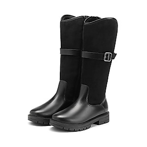 DREAM PAIRS SDBO221K Girls Knee High Buckle Fashion Riding Boots Little Kid/Big Kid Black Size 4