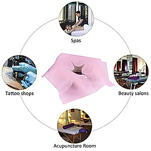 OKEKON Disposable Face Cradle Covers – Ultra Soft Non-Sticking Massage Face Covers/Headrest Covers for Massage Tables & Massage Chairs Spa Salon Massage Headrest Cover Pink, 100 PCS