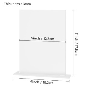 JINMURY 5x7 Inch Frosted Acrylic Sign with Stand | 10 Pack Blank Frosted Acrylic Table Signs and Base for DIY Wedding Table Numbers, Wedding Signage, Events& Parties (Frosted, 5x7 Inch)