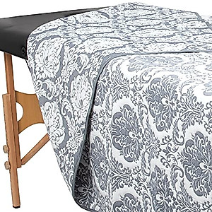 ForPro Premium Poly Cotton Designer Blanket, Ultra-Soft Cotton Blanket for Massage Tables, Beds, Sofas, Antique Gray Quilted Pattern, 60" W x 90" L, 350gsm