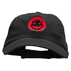 Bowser Silhouette Embroidered Low Profile Dyed Cotton Twill Cap - Black OSFM