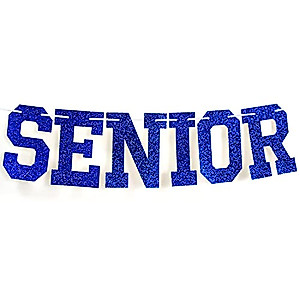 Blue Glitter Congrats Senior Banner, Class of 2023/So Proud of You Bunting Sign, Serior Degree Graduation Party Decorations Supplies