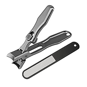 Nail Clippers, Toenail Clippers, Fingernail Clipper Long Handle Stainless Steel Wide Jaw Opening, for Ingrown Thick Nails, Universal for Men, Women, Elderly (Silver)