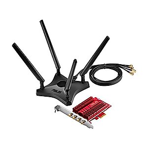 ASUS PCE-AC88 Dual-Band 4x4 AC3100 WiFi PCIe adapter with Heat Sink and External magnetic antenna base allows flexible antenna placement to maximize coverage