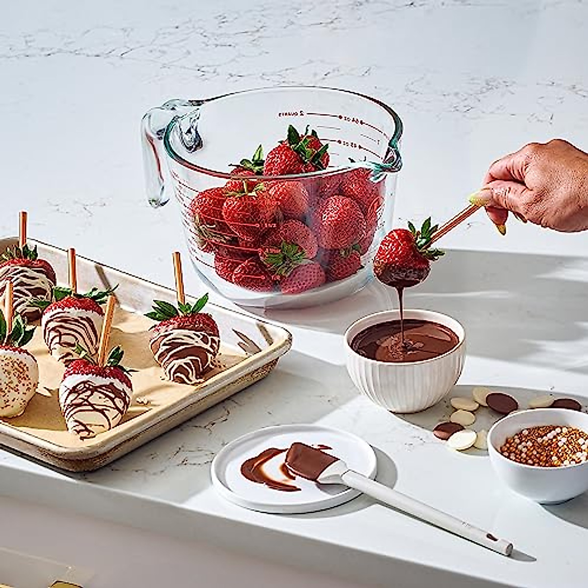 8 Cup Large Glass Measuring Cup - Kitchen Mixing Bowl, Liquid Measure Cups, Glass Bakeware Set, Punch Bowl, Batter Bowl.