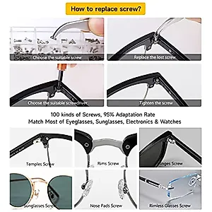 Upgraded All-in-One Magnetic Eyeglass Repair kit with Magnifying Glass, Repair Tool Kit with 12 Interchangeable Screwdriver Bits, Nose Pads, Screws and Tweezer for Eyeglass, Sunglass, Watch, Laptop