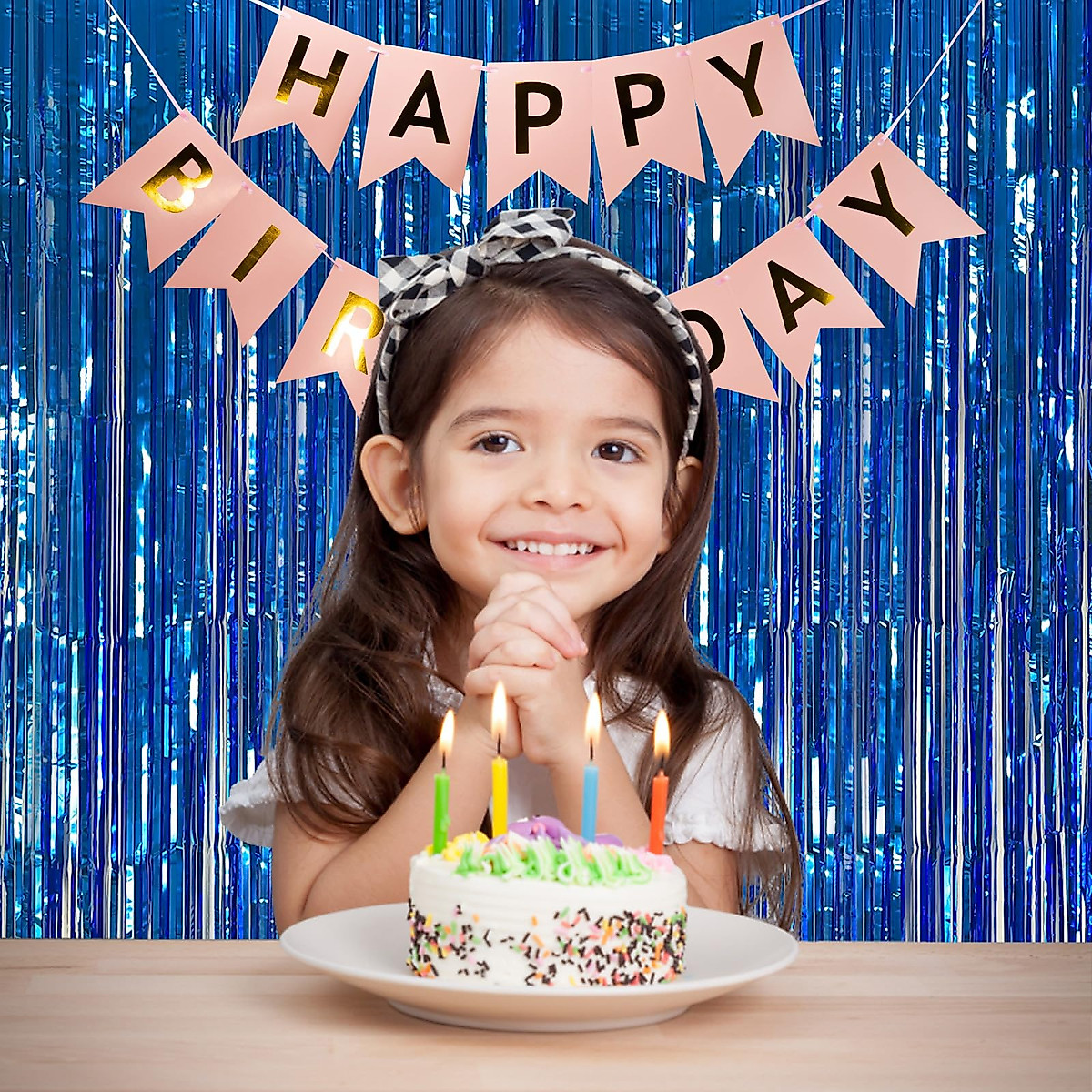 2 Pack Blue Party Decorations Ocean Party Decor Supplies Blue Party Streamers Birthday Decorations Tinsel Foil Fringe Curtains Photo Booth Props Celebration Party Decorations