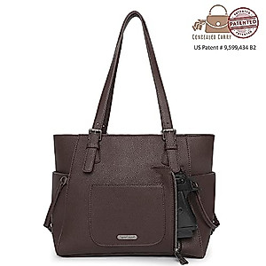 Totes for Women Leather Hides Concealed Carry Purses Large Shoulder Handbag Turquoise and Coffee TR132G-8317CF-TQ