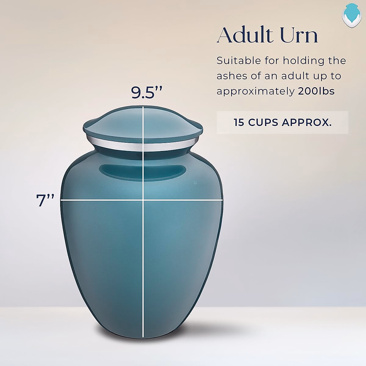 Geturns Embrace Adult Personalized Doves Cremation Urns for Human Ashes I Large Teal Funeral Urn for Men and Women I 200 lbs