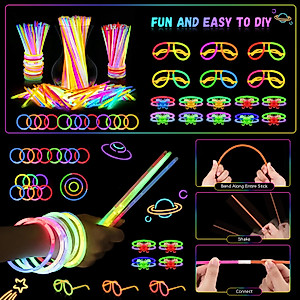 OLUPP Glow in the Dark Party Supplies, 264 PCS Light Up Party Favors with LED Glasses,Glow Sticks,Finger Lights,LED Hair Clips,Slingshot,Glasses Molds,Butterfly Bracelet for Glow Party,Raves,Birthday