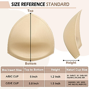 Fypxd 6 Pairs Removeable Bra Pads Inserts Push up for Sport Bra and Bikini Tops Beige