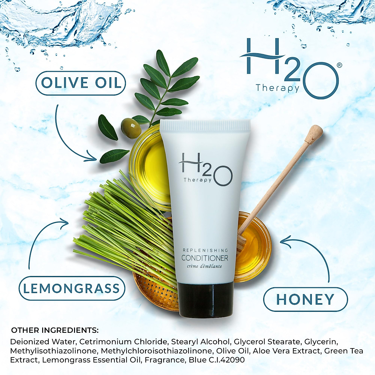 H2O Therapy Conditioner, Travel Size Hotel Hospitality, 0.85 oz (Case of 20)