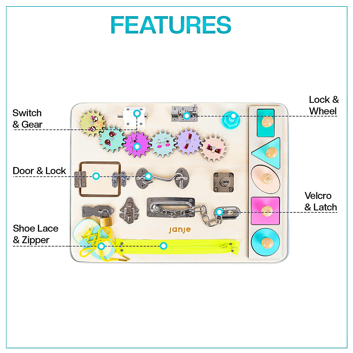 Janje Wooden Montessori Toddler Busy Board