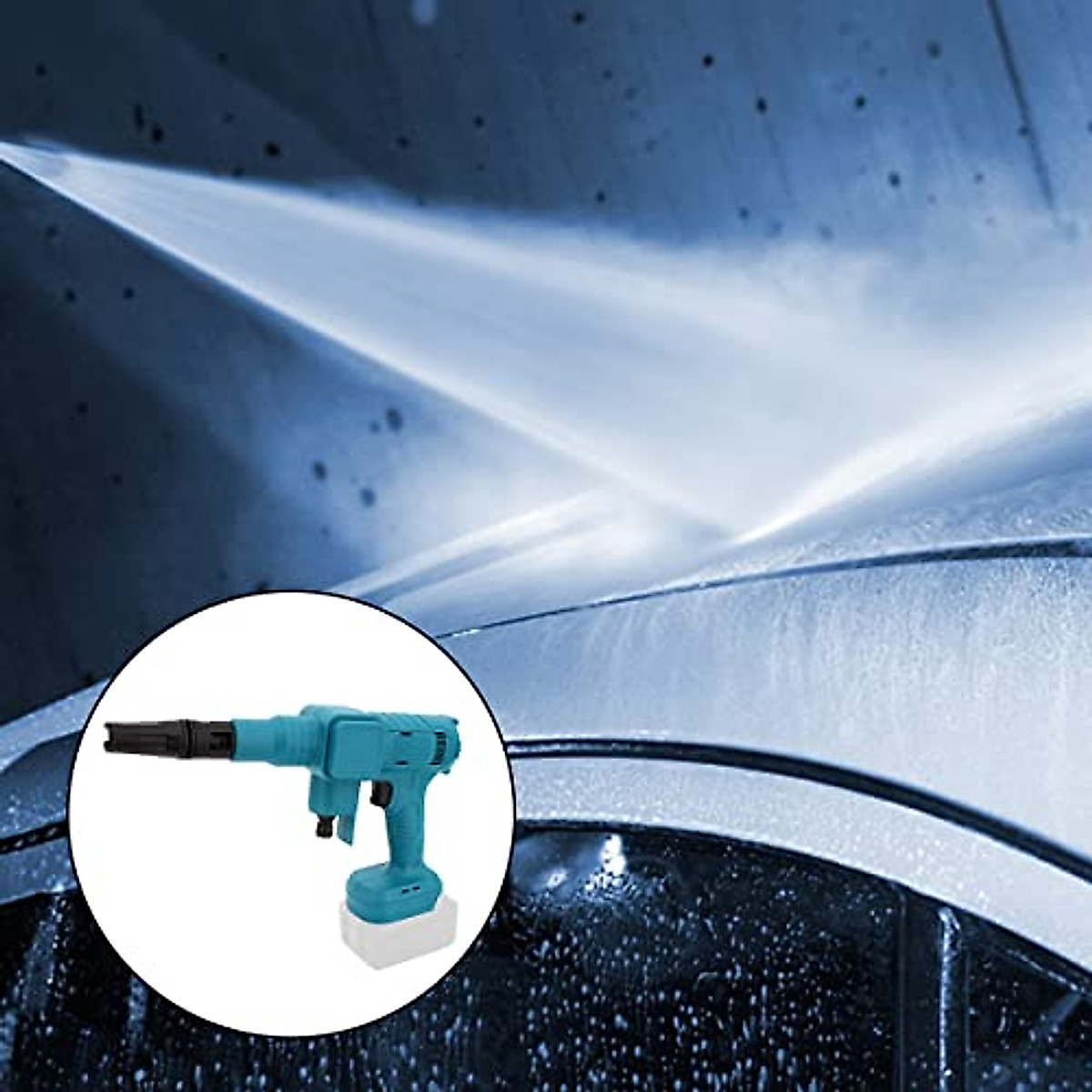 AB1 Brushless Cordless High Pressure Car Washer Car Water Tool Reusable Portable Car Washer Spray Car Wash Pressure Cleaner Adjustable Cleaning Machine for Car Garden Washing AB1(blue)