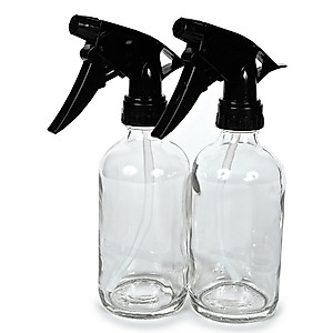 Vivaplex, 2, Large, 8 oz, Empty, Clear Glass Spray Bottles with Black Trigger Sprayers