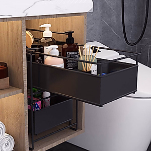 LIFOND Under Sink Storage Kitchen Sink Storage Shelf, Stackable Shelf,Cabinet Countertop Storage Shelf,Under Sink Organizer,Multifunction Storage Shelf Rack,for Kitchen Bathroom, White Single Layer