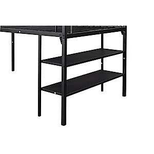 Anwickmak Metal Twin Low Loft Bed with Storage Shelves and Ladder, Bunk Floating Bed for Kids,Space Saving,No Box Spring Needed, Easy Assembly(Black)