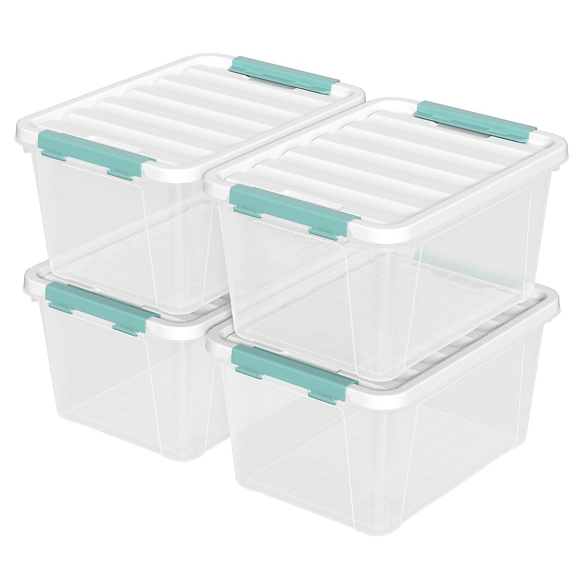 Uumitty 4-Pack 20 Quart Clear Storage Bins, Stackable Plastic Storage Latches Box/Containers with Lid