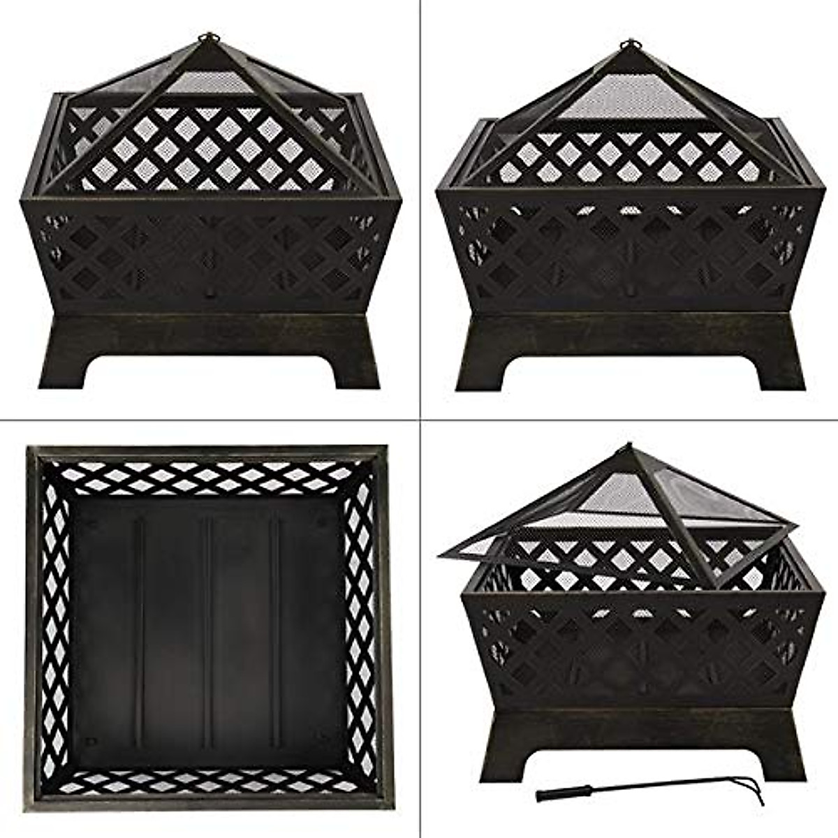 4 Angles Shaped Patio Fire Pit Outdoor Home Garden Backyard Firepit Bowl Fireplace