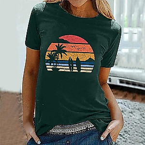 JDHUFEI 2023 Shirts for Women Summer Casual Basic T Shirts Crewneck Solid Color Loose Blouse Short Sleeve Beach Tops Clothes