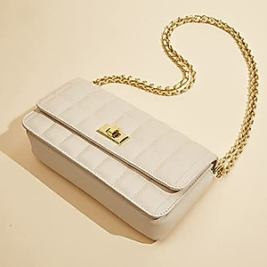 LAORENTOU Small Leather Crossbody Bag for Women Cowhide Quilted Shoulder Purse and Handbag Girl Classy Look Bag (Apricot)