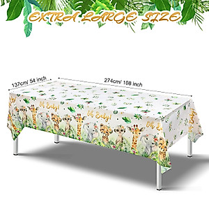 3 Pieces Jungle Safari Tablecloths Jungle Animal Plastic Table Cover Disposable Safari Table Cover Wild Jungle Plastic Tablecloth for Baby Shower Birthday Party Supplies Decorations, 54 x 108 Inch