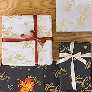 100 Sheet Thankyou Gift Wrapping Tissue Paper 14”x20” Recyclable White with Metallic Gold Packaging Bag for Wedding Birthday Showers Art Craft Party Favor Decoration