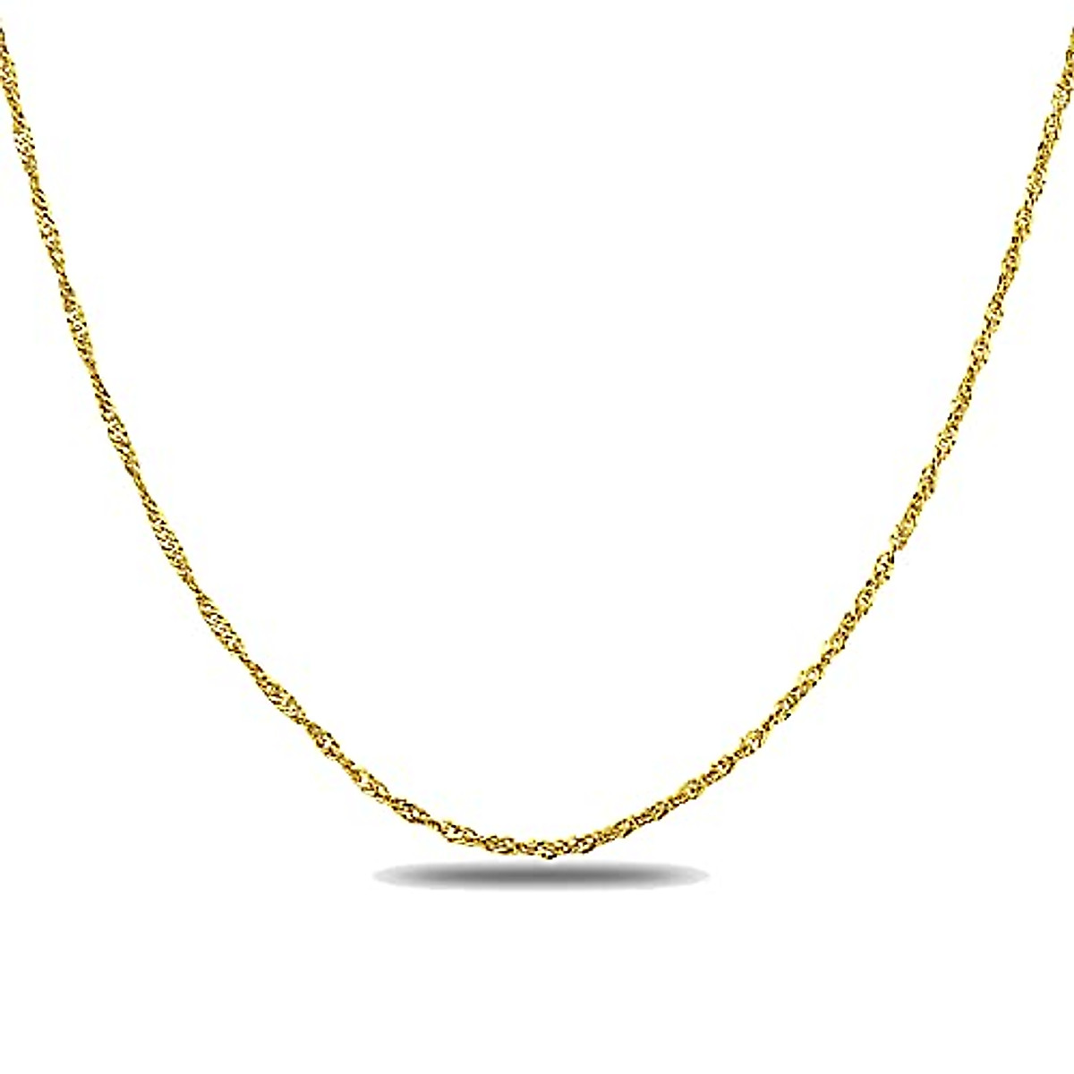 PORI JEWELERS 18K Gold 1.8MM Singapore Chain Necklace- Available in Yellow, White or Rose -14"-30" (Yellow, 24)