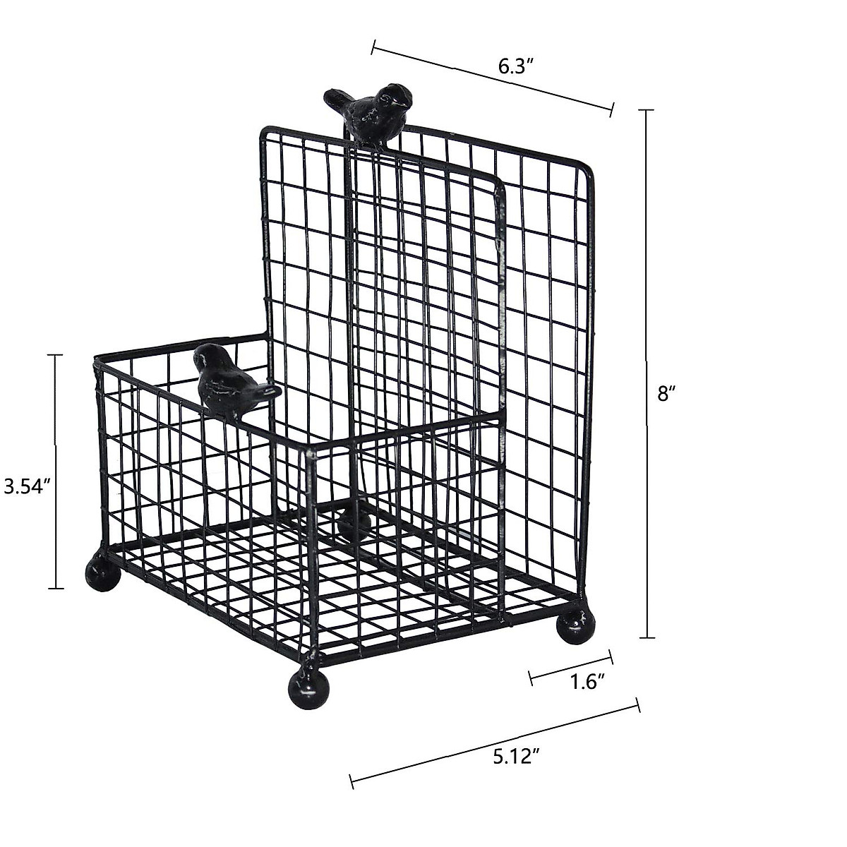 OwlGift Metal Salt & Pepper Holder, Upright Napkin Holder w/Top Cast Iron Bird, Freestanding Condiments Storage Organizer, Napkin Caddy for Tabletop, Office, Restaurant, Dinning Table – Black