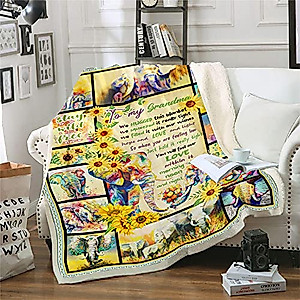 Onecmore Grandma Gifts Throw Blanket Grandma Christmas Birthday Gifts, Gifts for Grandma,Best Great Grandma Gifts,Nana Mothers Day Flannel Bed Sofa Blanket,Sunflower Elephant Throw Blanke