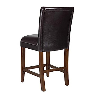 Homepop Home Decor | Classic Counter Height Bar Stools | Faux Leather 24 Inch Bar Stools | Decorative Home Furniture (Brown Faux)