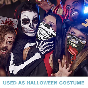 MoKo Halloween Face Mask for Cold Weather [6 Pack], Neck Gaiter Shield Scarf Elastic Balaclava Headbands Headwear, Windproof Skull Bandana for Men Women for Motorcycle Cycling Riding Skiing Party