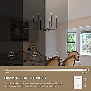 ONESMING Modern Black Chandelier for Dining Room,Metal 6-Light Kitchen Light Fixtures,Farmhouse Candle Hanging Pendant Light for Living Room Entryway Foyer Bedroom (Bulbs Not Included)