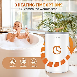 CHIOKY Towels Warmer for Bathroom, Hot Tub Large Towel Warmer Bucket with Timer and Fragrance Disc, Fits Up to Two 40"X70" Oversized Towels, Blanket, Clothes and Robe for Single or Double, White