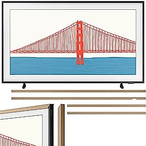 SAMSUNG QN65LS03AAFXZA 65 Inch The Frame QLED 4K Smart TV Bundle 65 inch The Frame Customizable Bezel Modern Teak