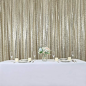 Hahuho Champagne Sequin Backdrop Curtain, 4PCS 2FTx8FT Glitter Backdrop Curtain for Parties, Christmas, Wedding, Party Decoration（4 Panels, 2FT x 8FT, Champagne