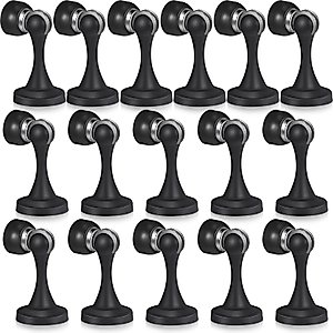 Magnetic Door Stoppers Stainless Steel Door Stops Magnetic Door Catch Holder with Screws for Wall Floor Mounted Wall Protector Hold Door Open (16, Black)