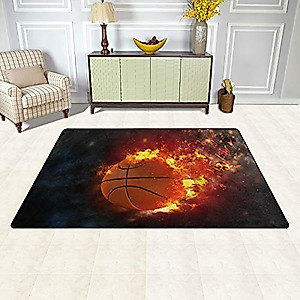 ALAZA Basketball on Fire Space Area Rug Rug Carpet for Living Room Bedroom 31 x 20 inches