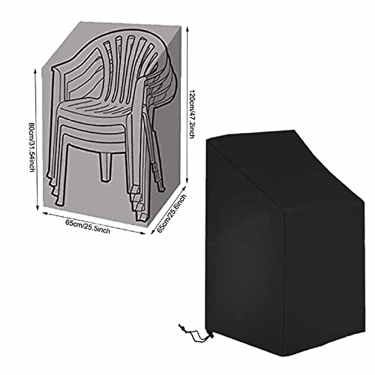 Stackable Outdoor Chair Covers Waterproof, Patio Chair Covers For Outdoor Furniture, Outdoor Furniture Covers, Durable 210D Oxford Barstool Chair Covers, Fits for 4-6 Stackable Dining Chairs,25.2"Lx 25.2"Wx 47.24Hx 27.56"H