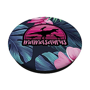 Mamasaurus Floral - 3 Kids Retro Funny Gift For Mother Case PopSockets Grip and Stand for Phones and Tablets