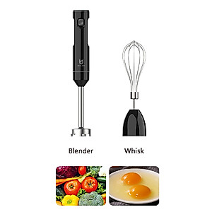 Cordless Hand Blender, UTALENT Variable Speed Immersion Blender handheld Rechargeable, with Fast Charger, Egg Whisk, for Smoothies, Milkshakes, Hummus and Soups – Black